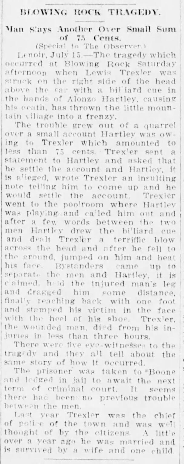 Tombstone Tales: Lewis Trexler, killed over seventy-five cents ...